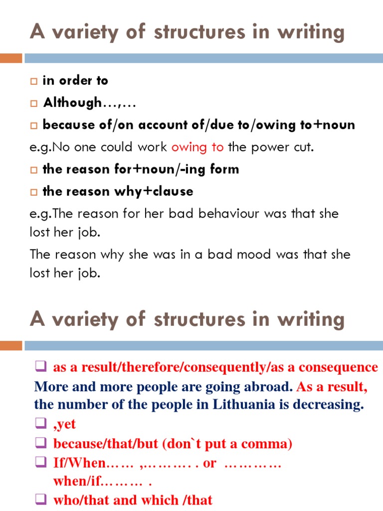 Writing Structure Variations Explained | PDF | Language Arts & Discipline