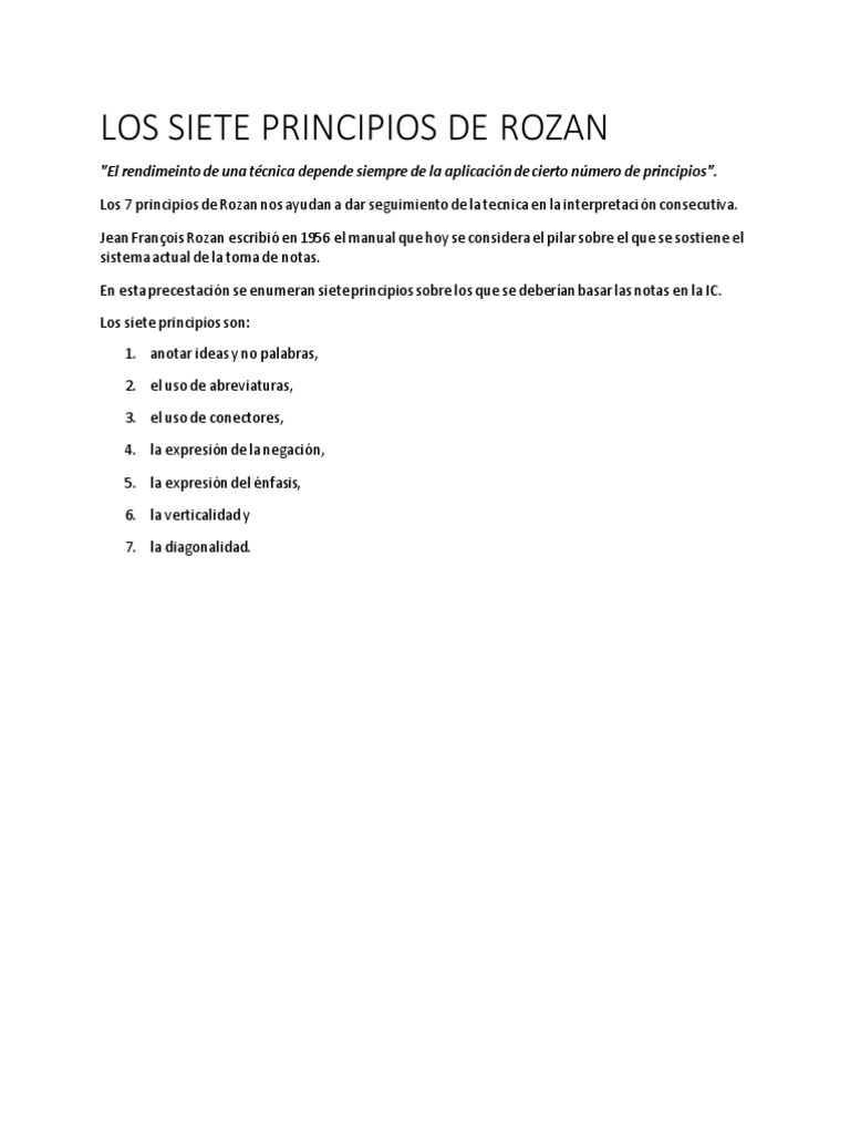 Los Siete Principios de Rozan | PDF | Traducciones | Ciencia cognitiva