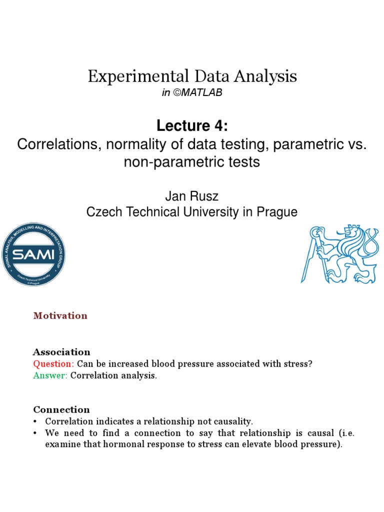 Experimental Data Analysis: Correlations, Normality of Data Testing ...