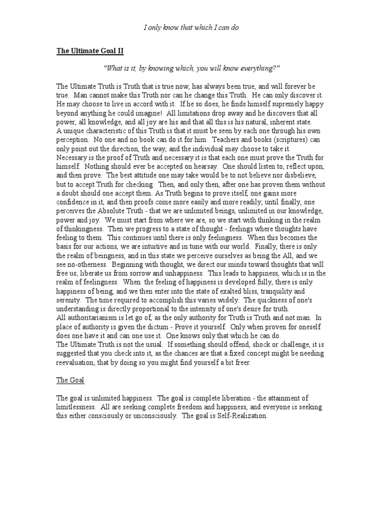 The Ultimate Goal II PDF | PDF | Thought | Happiness