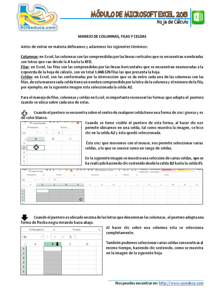 2-Filas Columnas Celdas Excel 2010 PDF | PDF | Point and Click | Microsoft Excel
