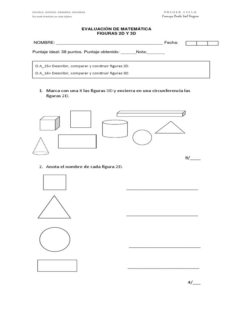 Matemática Figuras 2D y 3D | PDF | Métodos y materiales de enseñanza