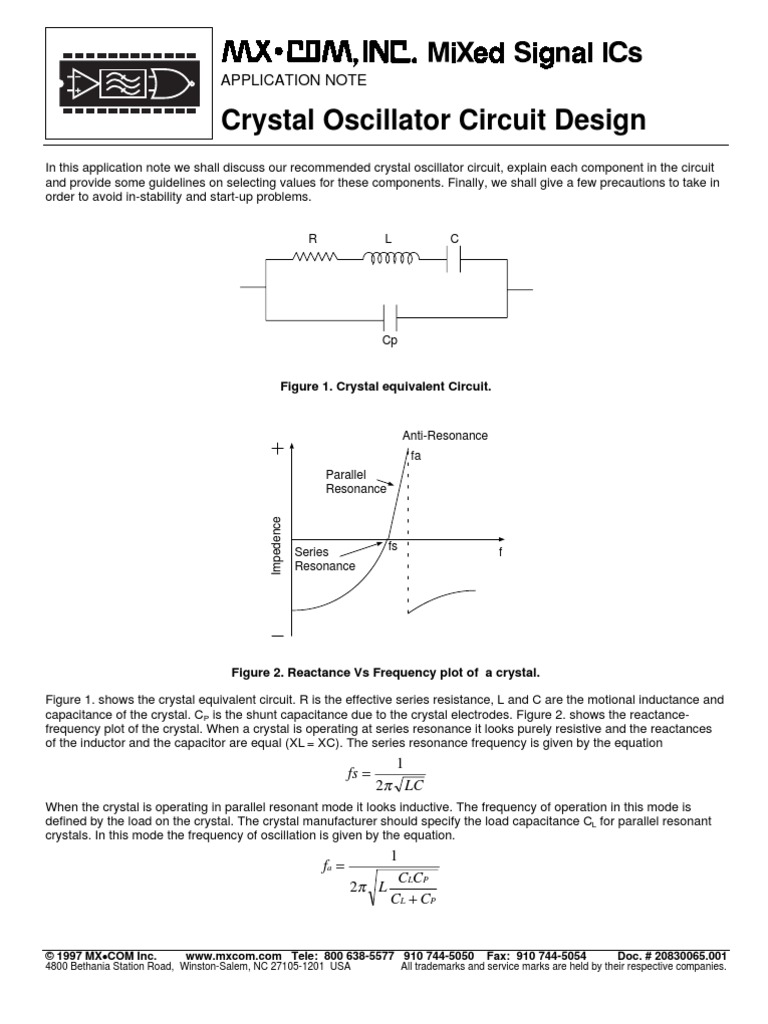 Crystal Oscillator | PDF | Series And Parallel Circuits | Capacitor