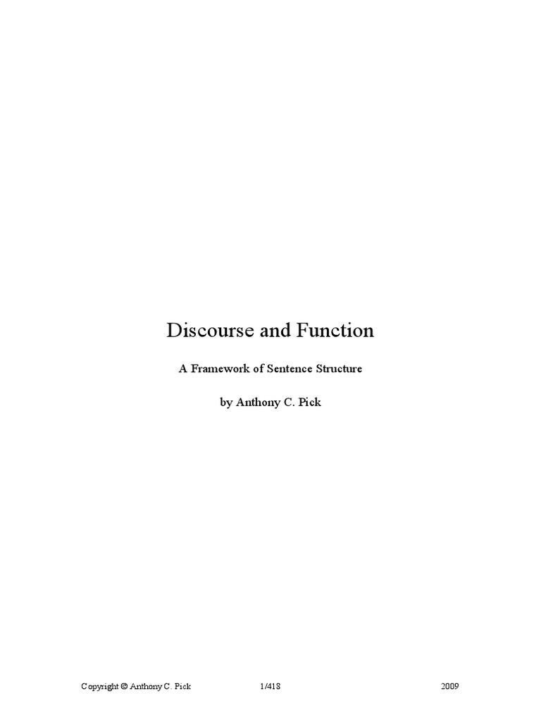 Discourse and Function - Pick PDF | PDF | Verb | Subject (Grammar)