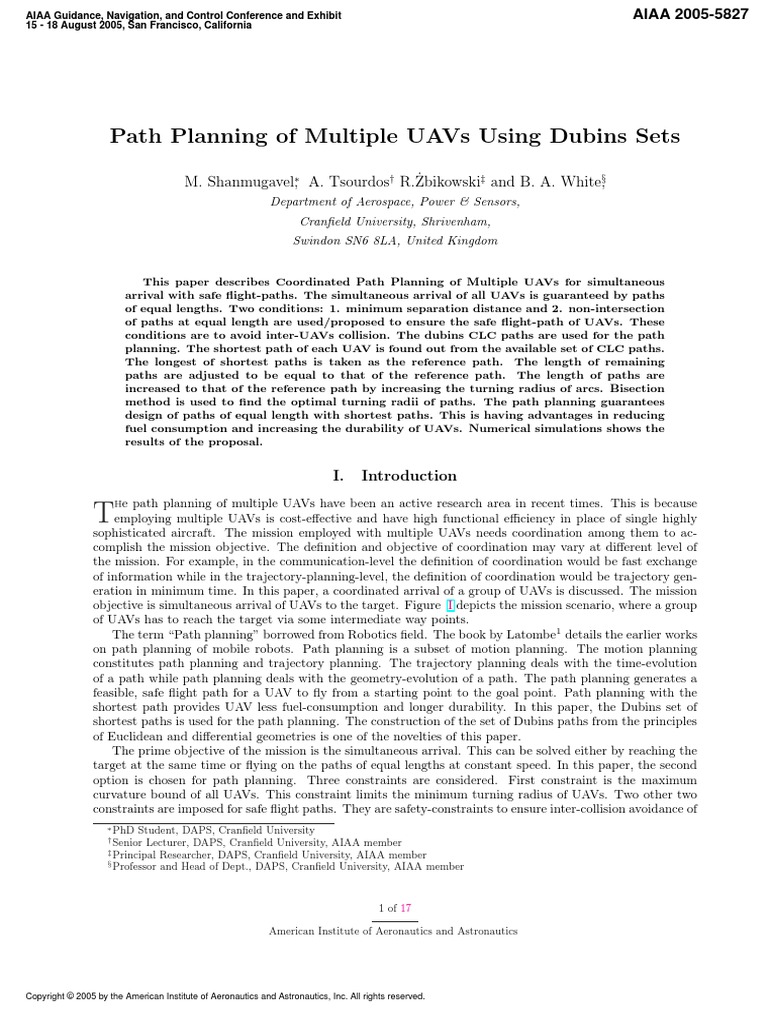 Path Planning of Multiple UAVs Using Dubins PDF | Download Free PDF | Curvature | Trigonometric ...