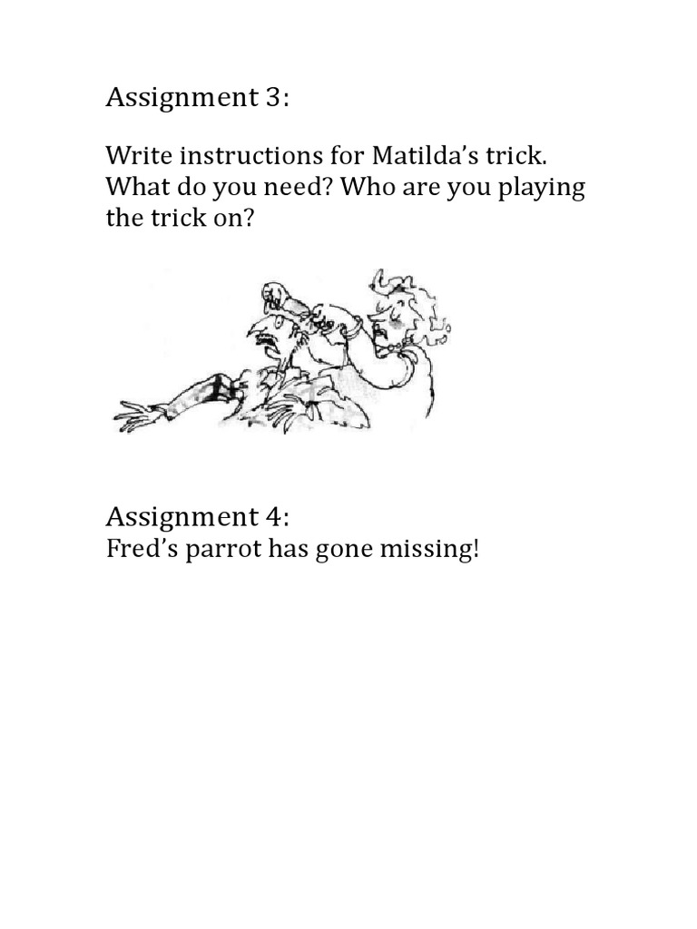 Assignment 3:: Write Instructions For Matilda's Trick. What Do You Need ...