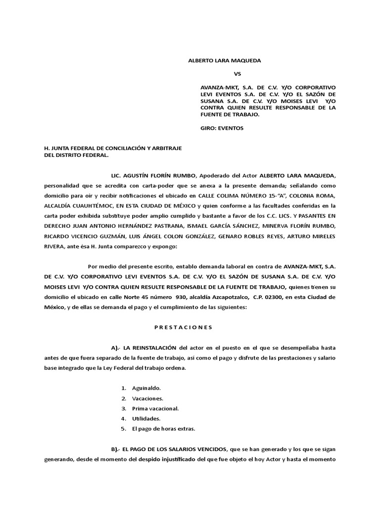 Demanda Laboral | Derecho laboral | Salario | Prueba gratuita de 30 ...