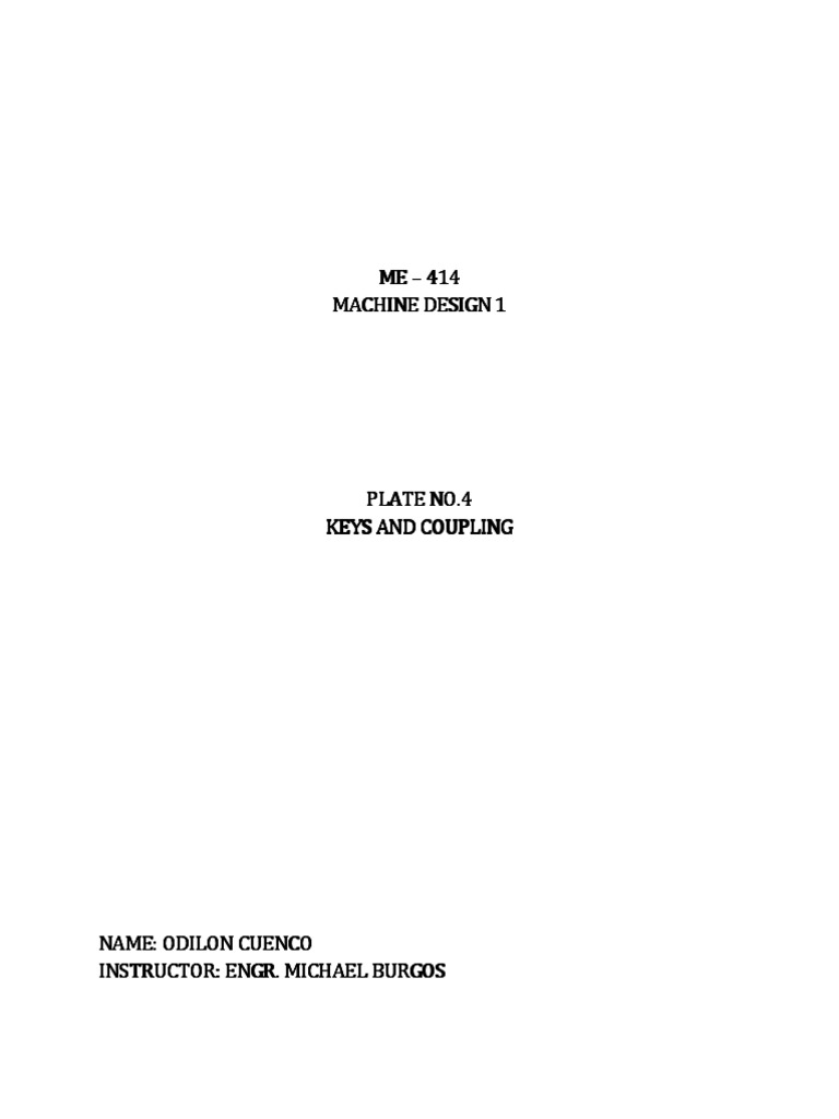 Keys and Coupling (Design For A Simple Rigid Flanged Coupling) | PDF ...