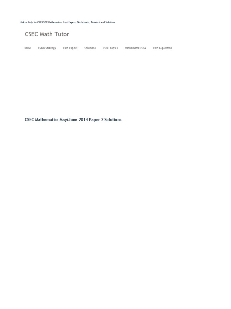 CSEC Math Tutor: CSEC Mathematics May/June 2014 Paper 2 Solutions | PDF