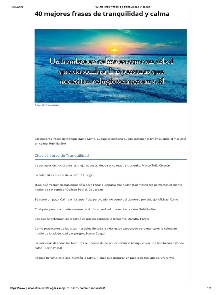 40 Mejores Frases de Tranquilidad y Calma | PDF