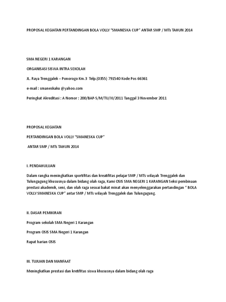 Proposal Kegiatan Volley | PDF