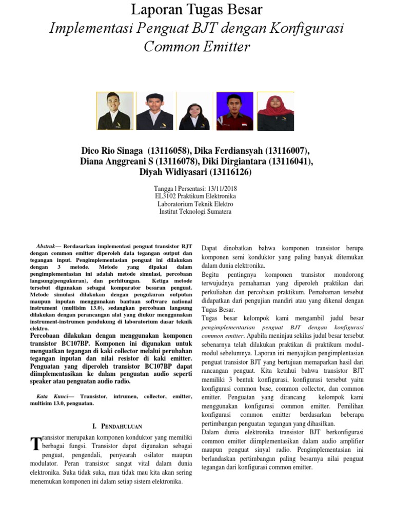Implementasi Transistor BC107BP sebagai Penguat | PDF