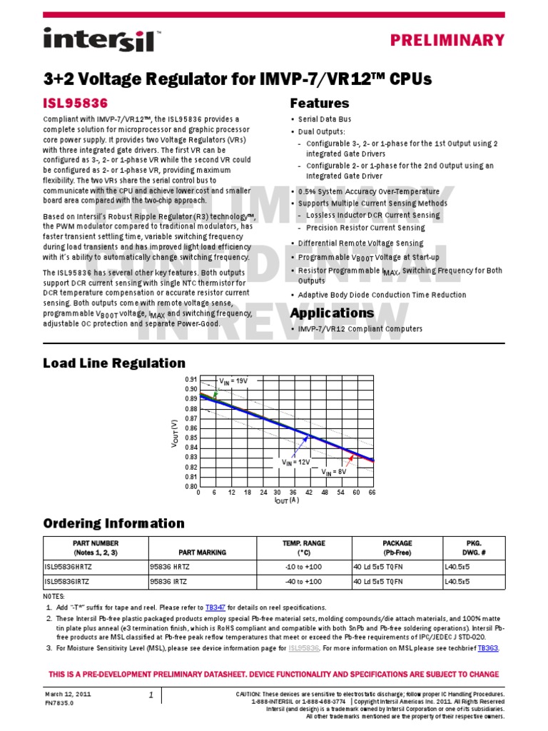 ISL95836 Datasheet - Dual 3+2 PWM Controller - Intersil Renesas | PDF ...