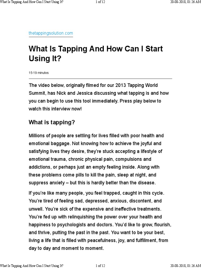 Tapping Basic | PDF | Acupuncture | Traditional Chinese Medicine