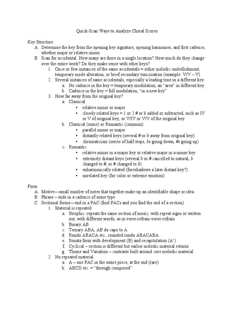 Choral Score Analysis Techniques | Download Free PDF | Musical ...