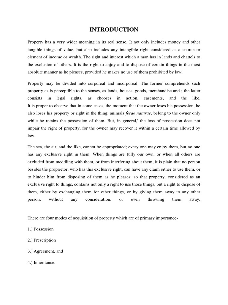 Modes of Acquisition of Property - Jurisprudence | PDF | Real Property ...