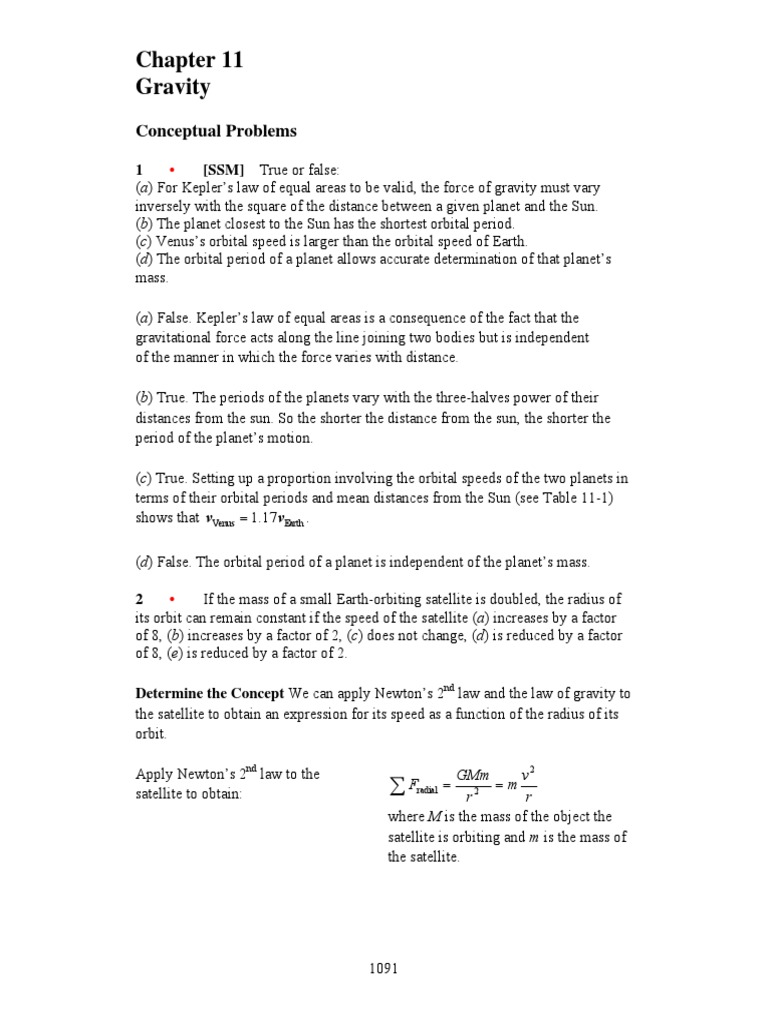 Ch11 Homework Solutions PDF | Download Free PDF | Orbit | Gravity