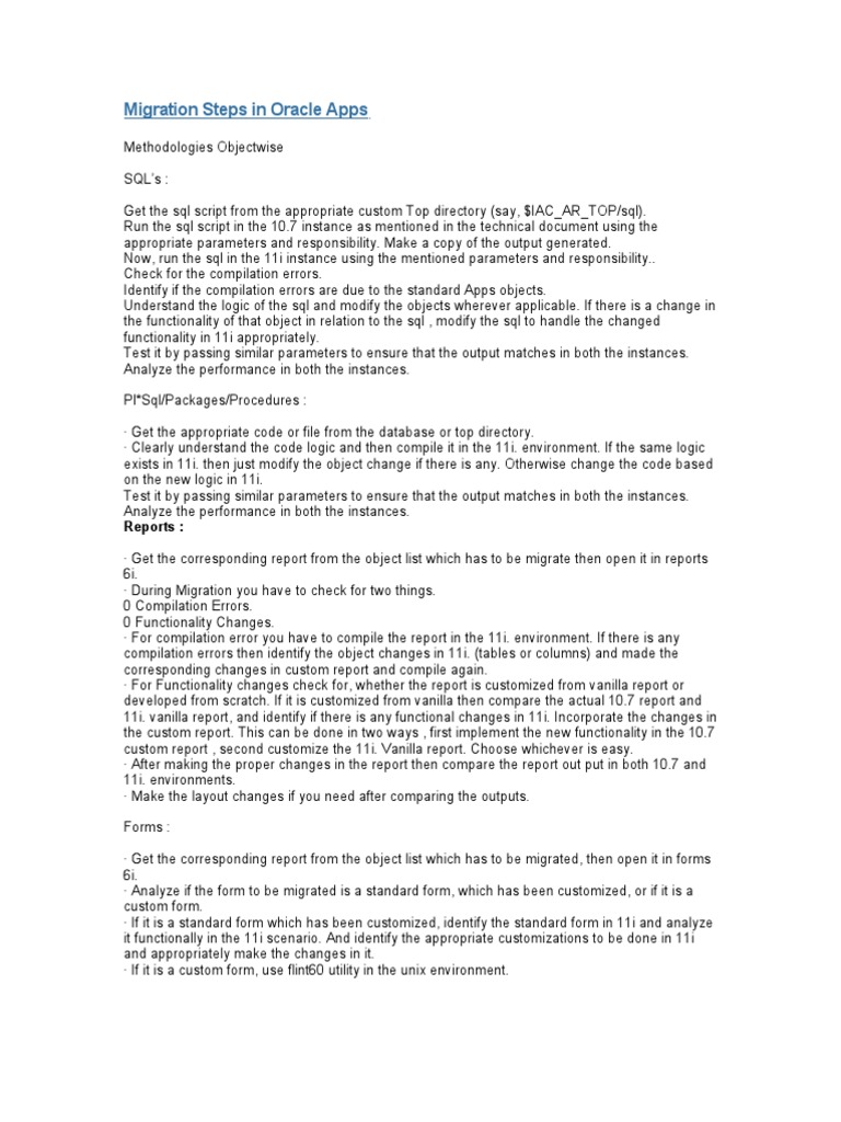 Migration Steps in Oracle Apps: Reports | PDF | Oracle Database | Parameter (Computer Programming)