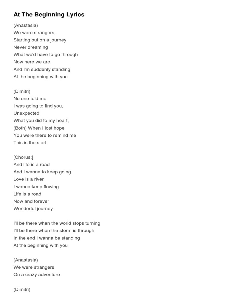 At The Beginning Lyrics | PDF