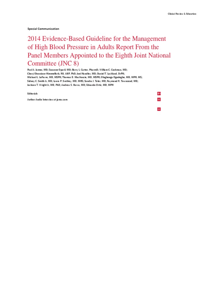 2014 Evidence-Based Guideline For The Management of High Blood Pressure ...