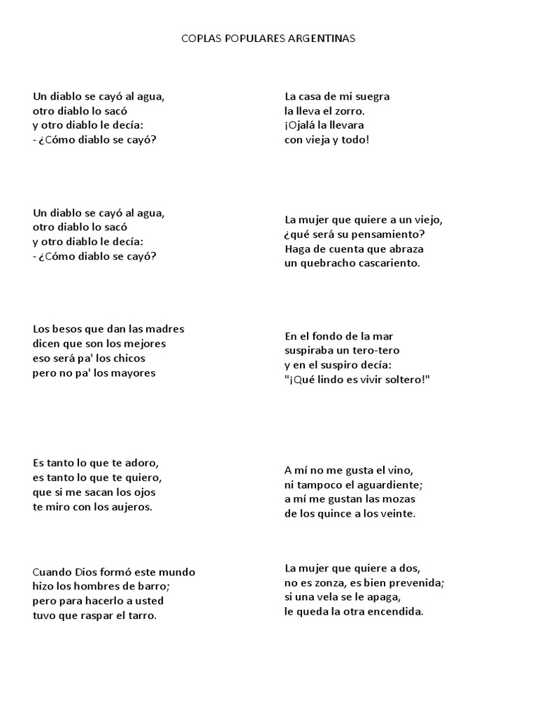 Coplas Populares Argentinas | PDF
