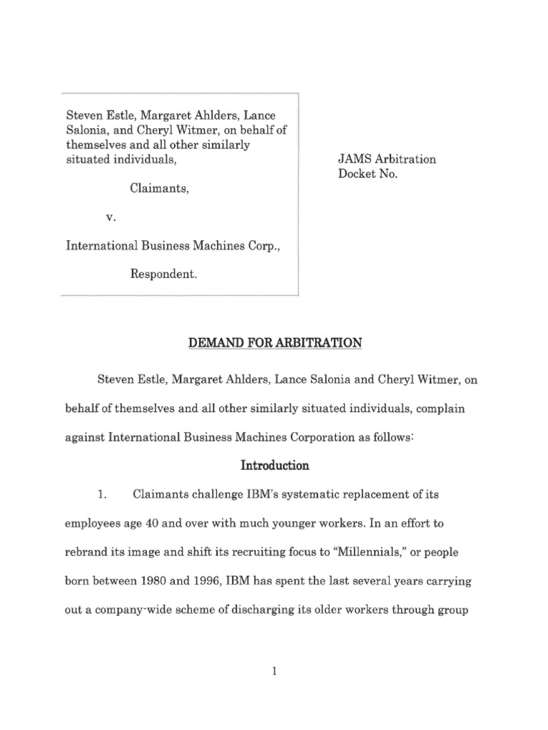 Demand For Arbitration of Collective Age-Discrimination Complaints ...