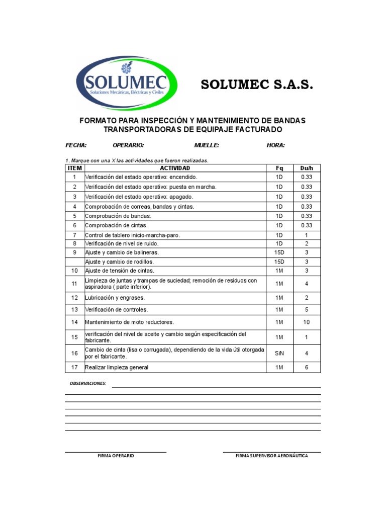 Todos Los Formato Mtto Control Con Frecuencia y Duracion de Actividades | PDF | Ascensor ...