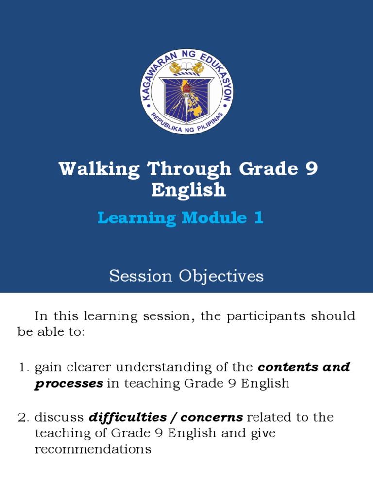 Walkthrough Module 1 English g9 | PDF | Educational Assessment | Reading Comprehension