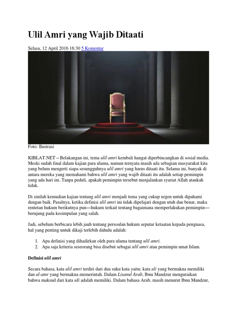 Ulil Amri Yang Wajib Ditaati | PDF