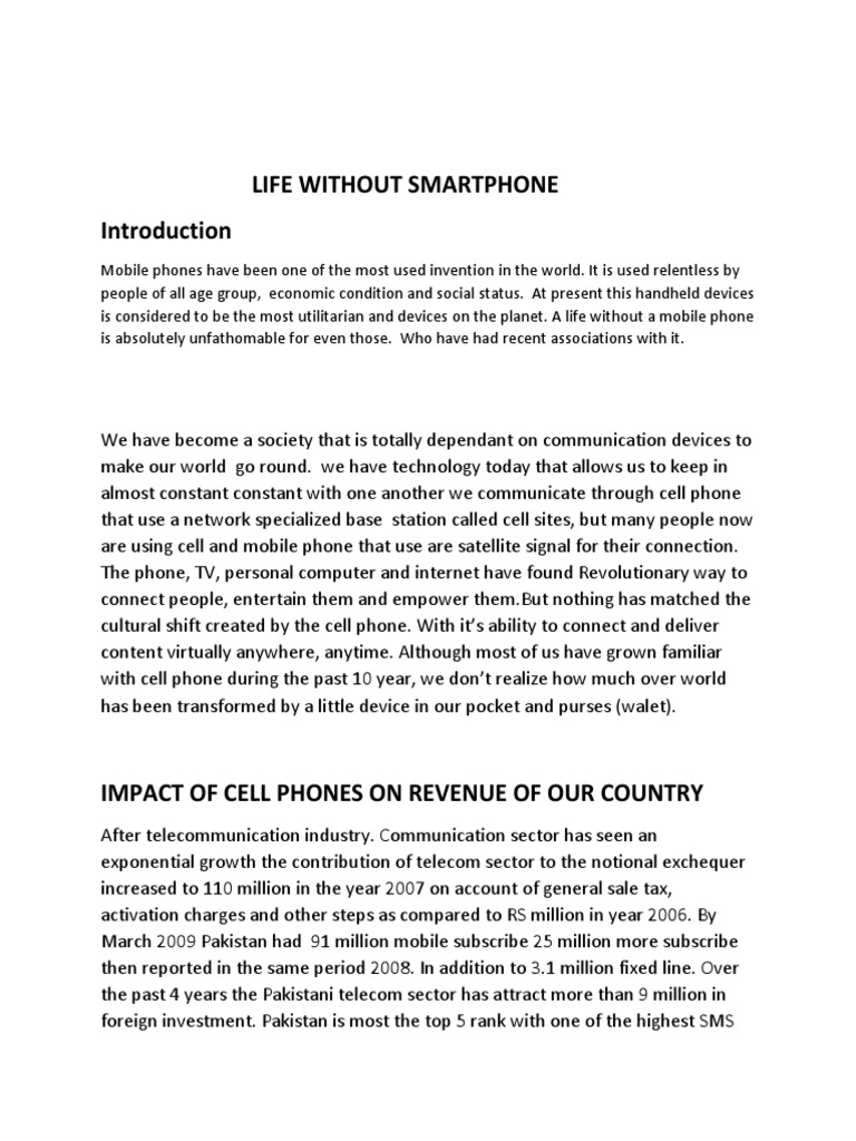 Life Without Smartphone | PDF | Mobile Phones | Telecommunication