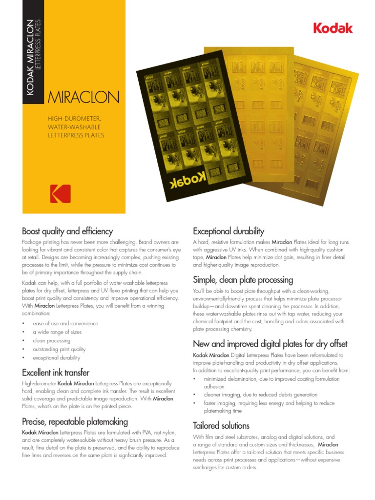 Kodak Miraclon Plate Brochure | PDF | Art Media | Communication Design