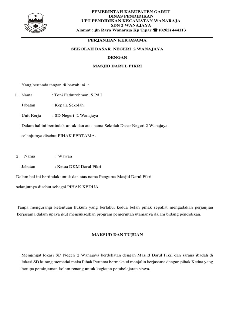 Perjanjian Kerjasama Mou Masjid | PDF