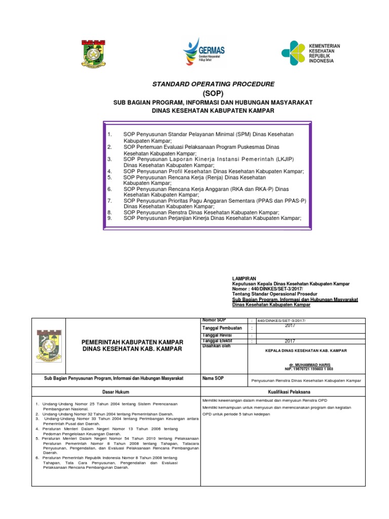 Standard Operating Procedur (Sop) Sub Bagian Program, Informasi Dan ...