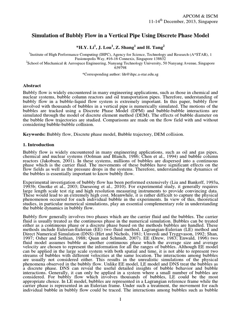 Simulation of Bubbly Flow in A Vertical Pipe Using Discrete Phase Model | PDF | Computer ...