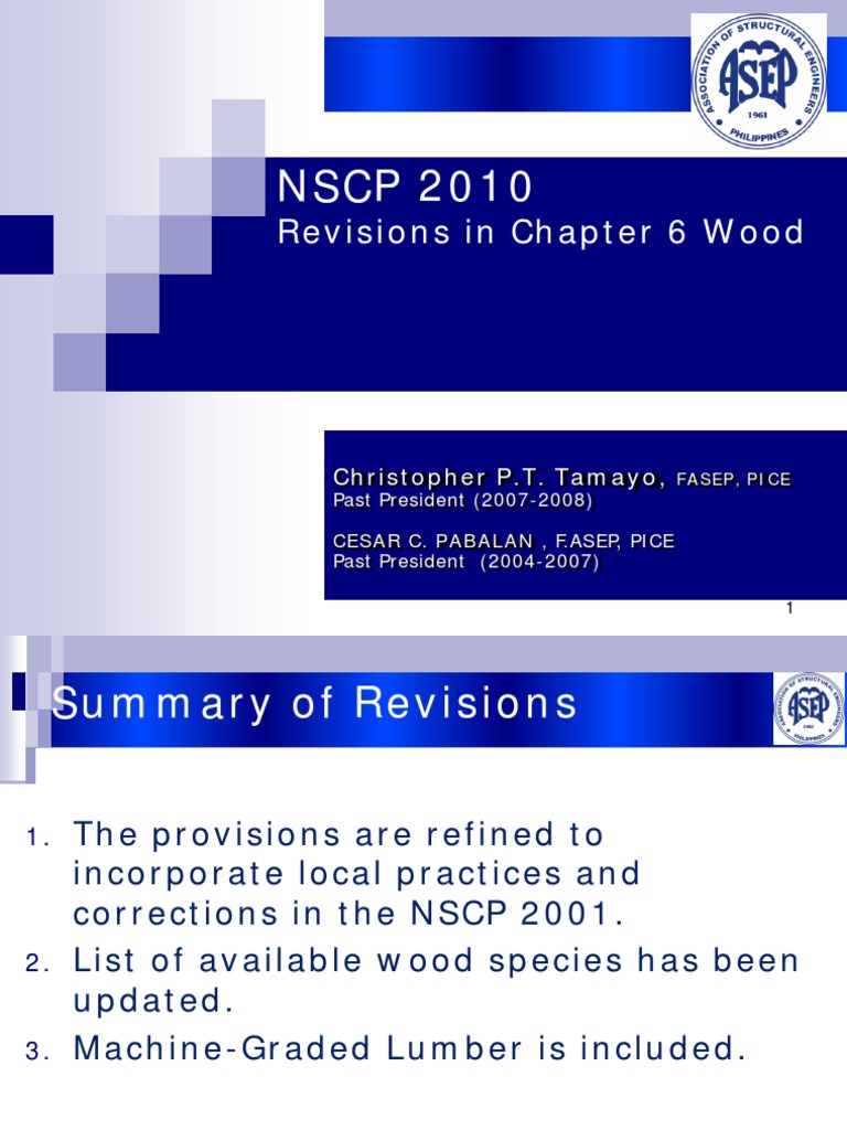 NSCP Update: Chapter 6 Wood | PDF | Framing (Construction) | Lumber