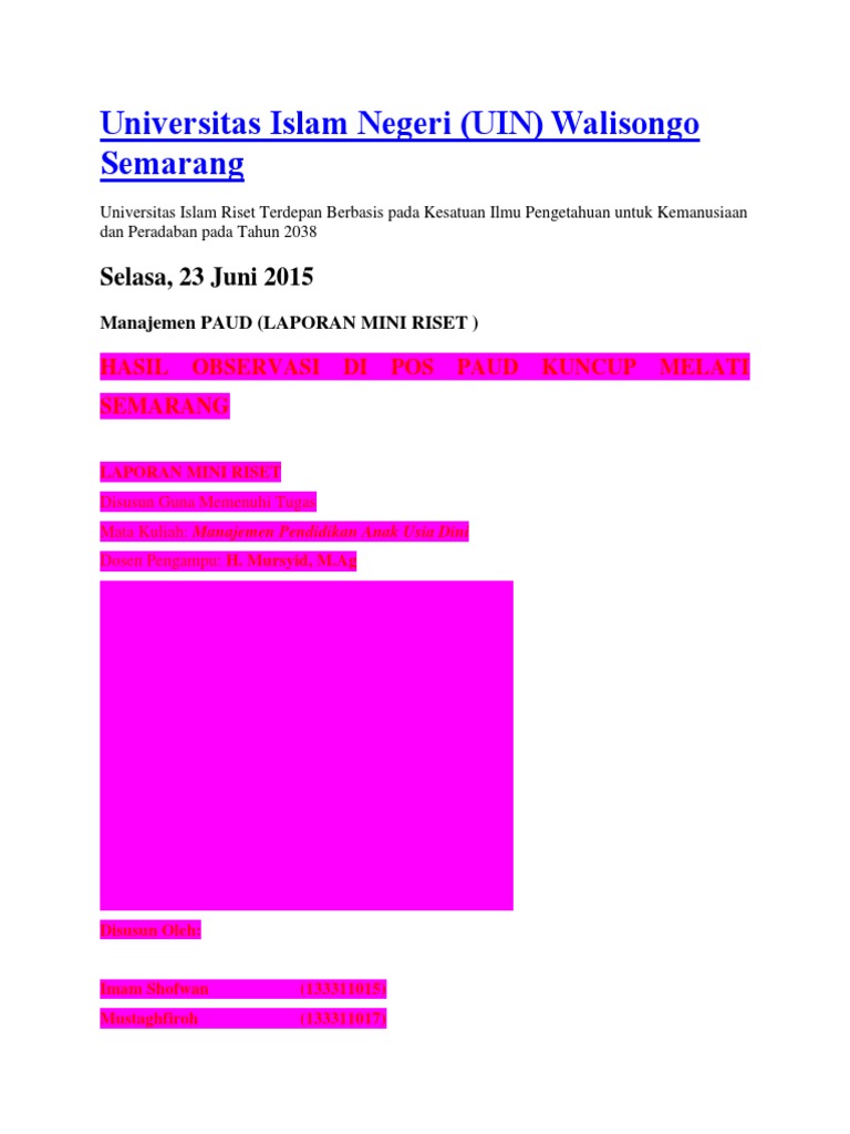 Contoh Mini Riset | PDF