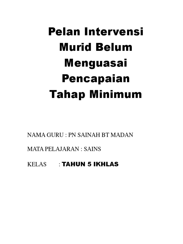 Contoh Pelan Intervensi Akademik Murid UPSR | PDF | Karier & Perkembangan