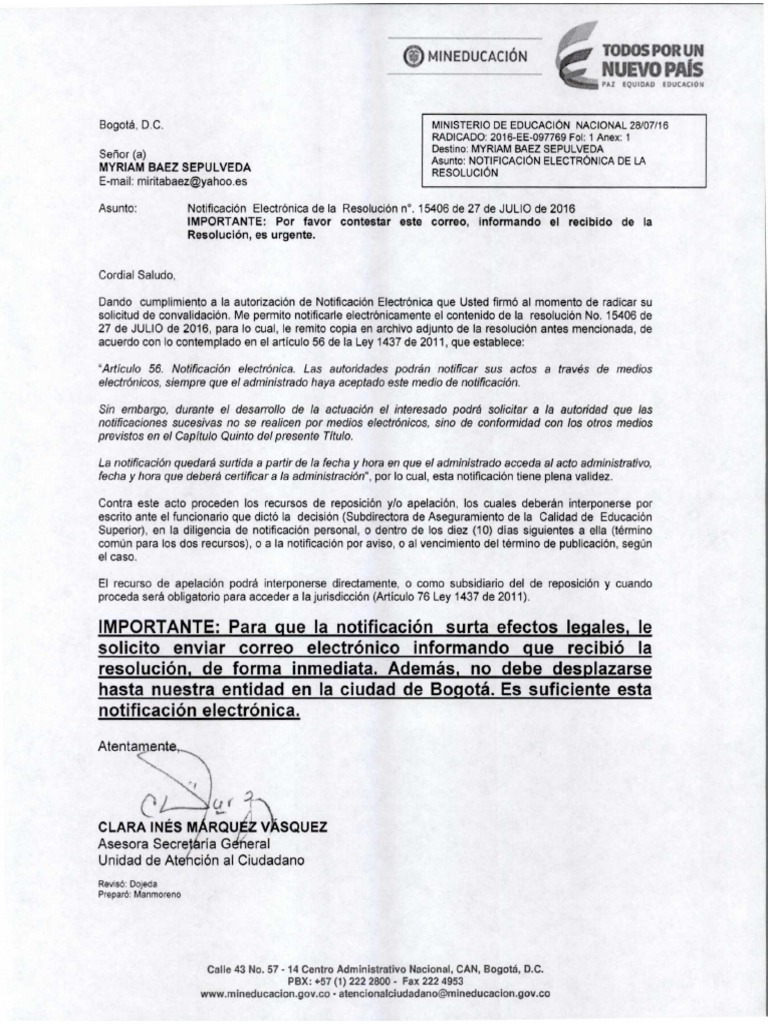 Resolución de Convalidación Doctorado | PDF | Apelación | Colombia