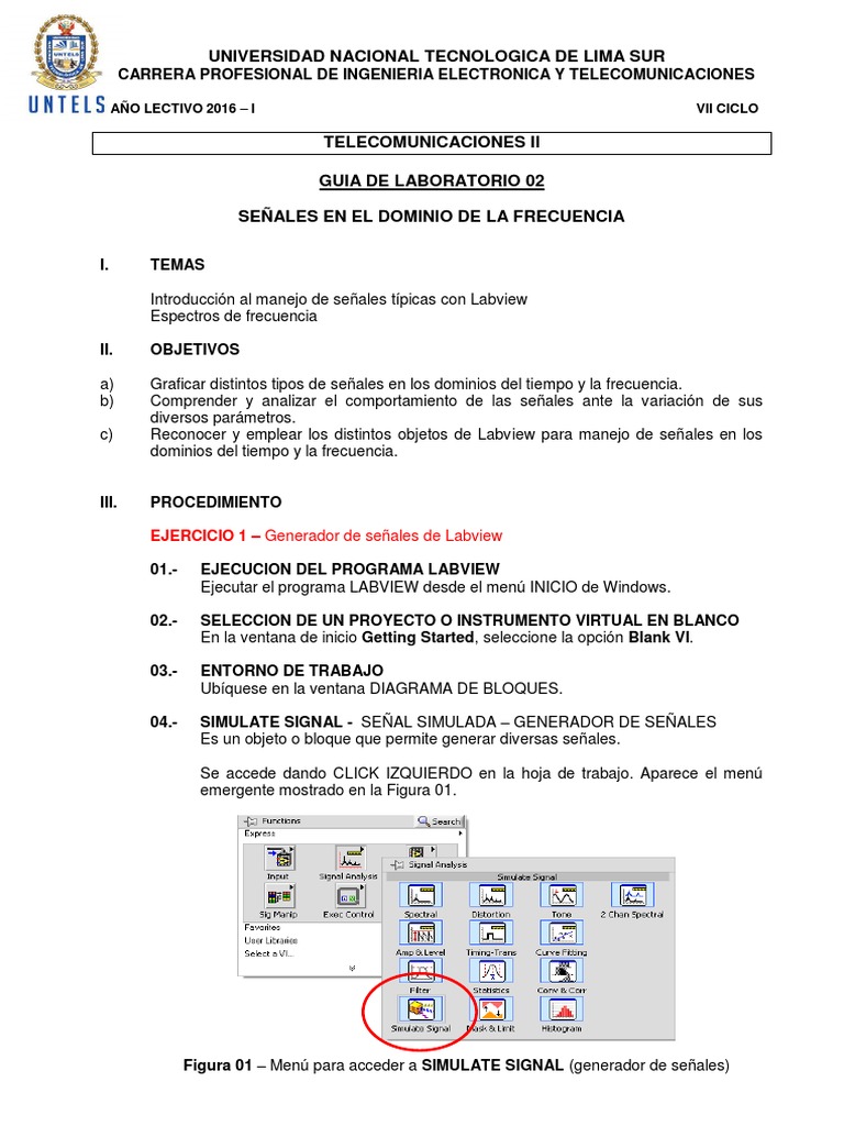 Guía Labview: Señales y Frecuencia | PDF | Muestreo (procesamiento de señal) | Densidad espectral