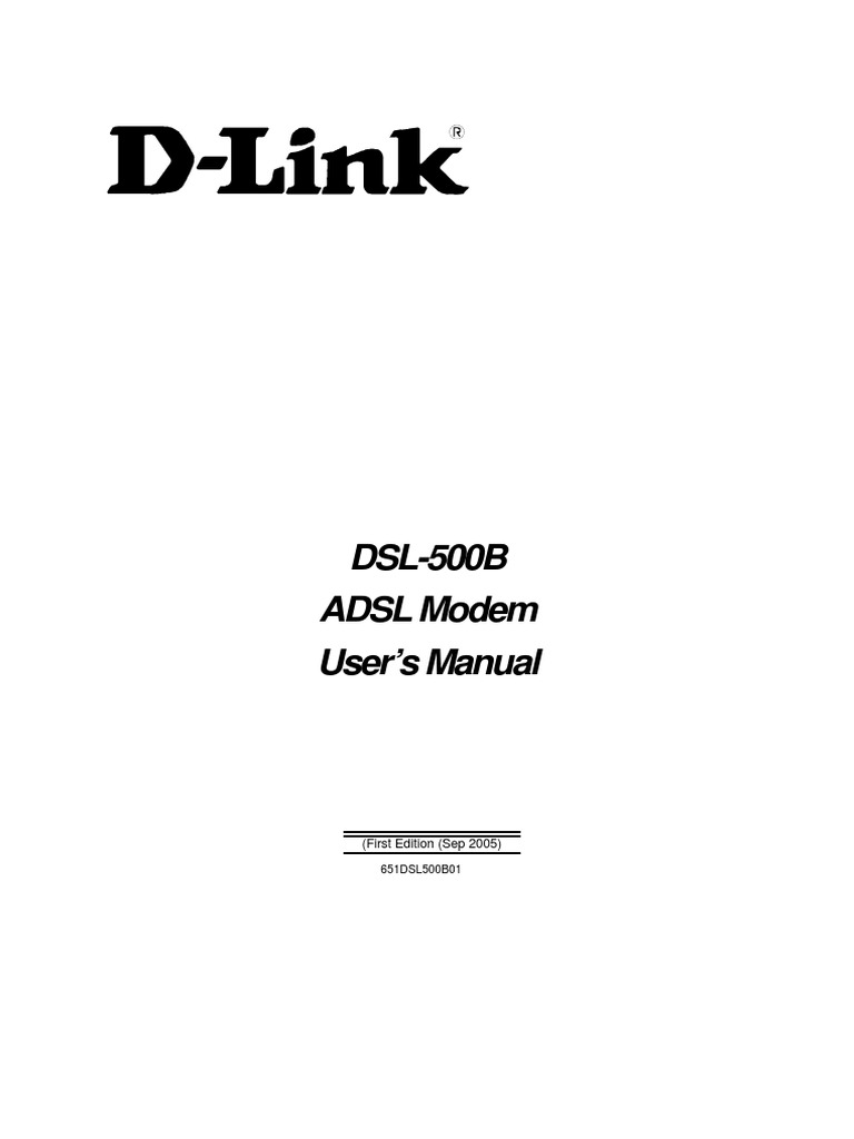 DSL-500B ADSL Modem User's Manual: (First Edition (Sep 2005) | PDF | Computer Network | Internet ...