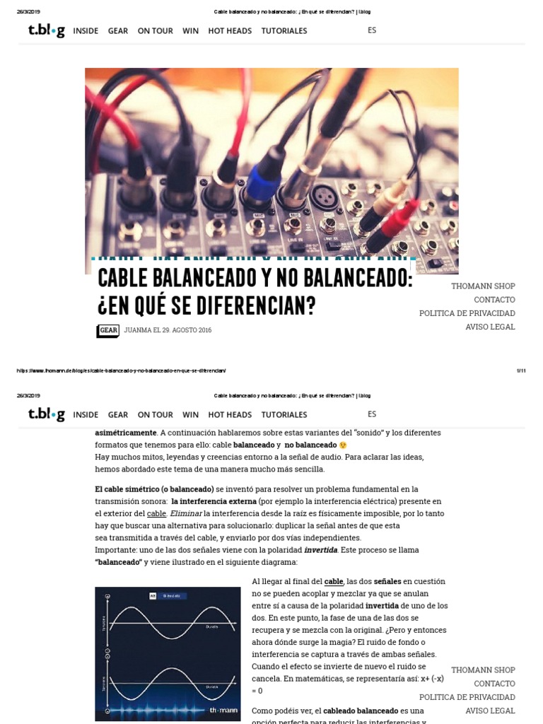 Cable Balanceado y No Balanceado - ¿En Qué Se Diferencian - T.blog PDF ...