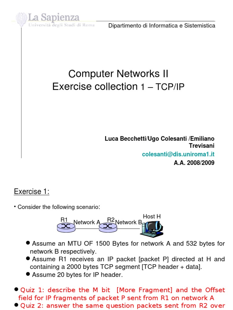 Computer Networks II Exercise Collection: 1 - Tcp/Ip | Download Free PDF | Transmission Control ...