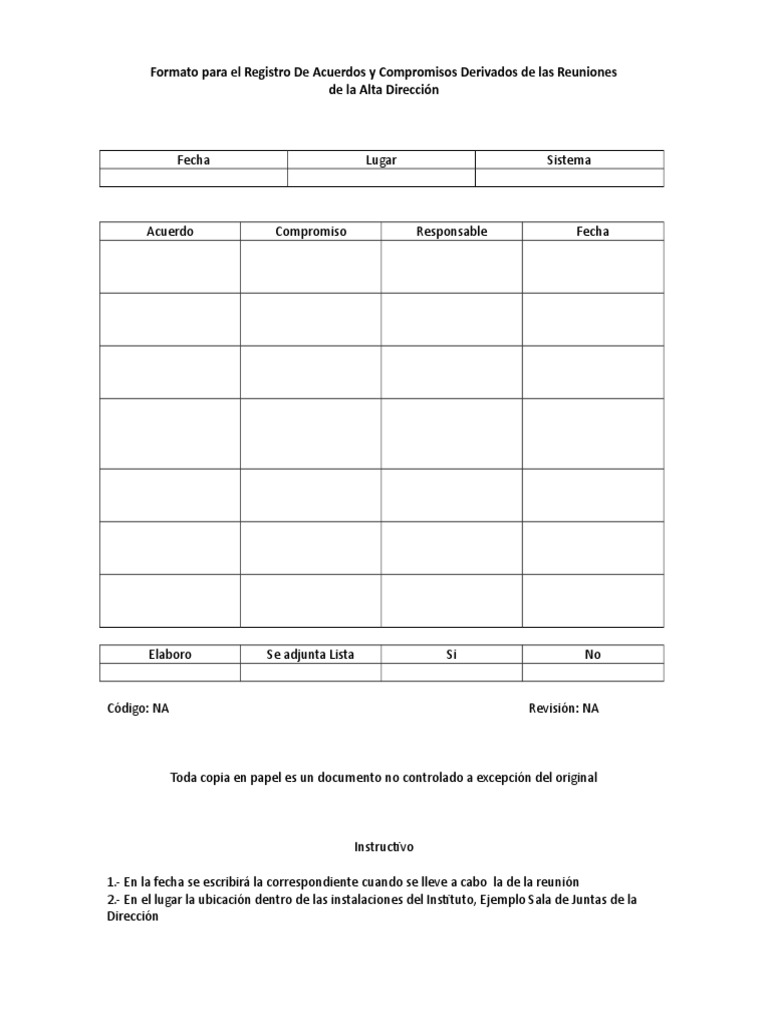 Formatos Acuerdos y Compromisos | PDF