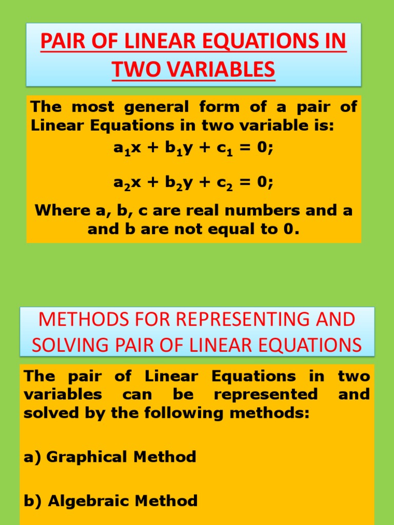 Pair of Linear Equation in Two Variables | PDF