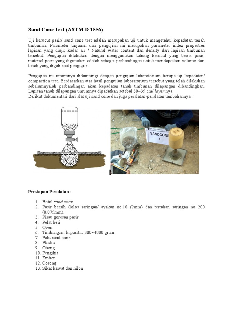 Metode Kerja Sand Cone Test | PDF