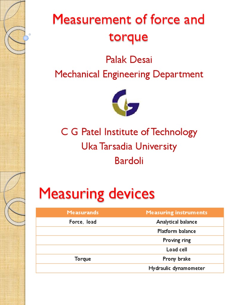 Measurement of Force Torque and Pressure | PDF | Torque | Weighing Scale