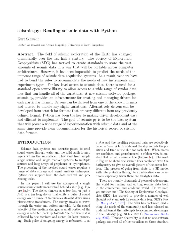 Kurt Schwehr.-Seismic-Py - Reading Seismic Data With Python | PDF | File Format | Databases