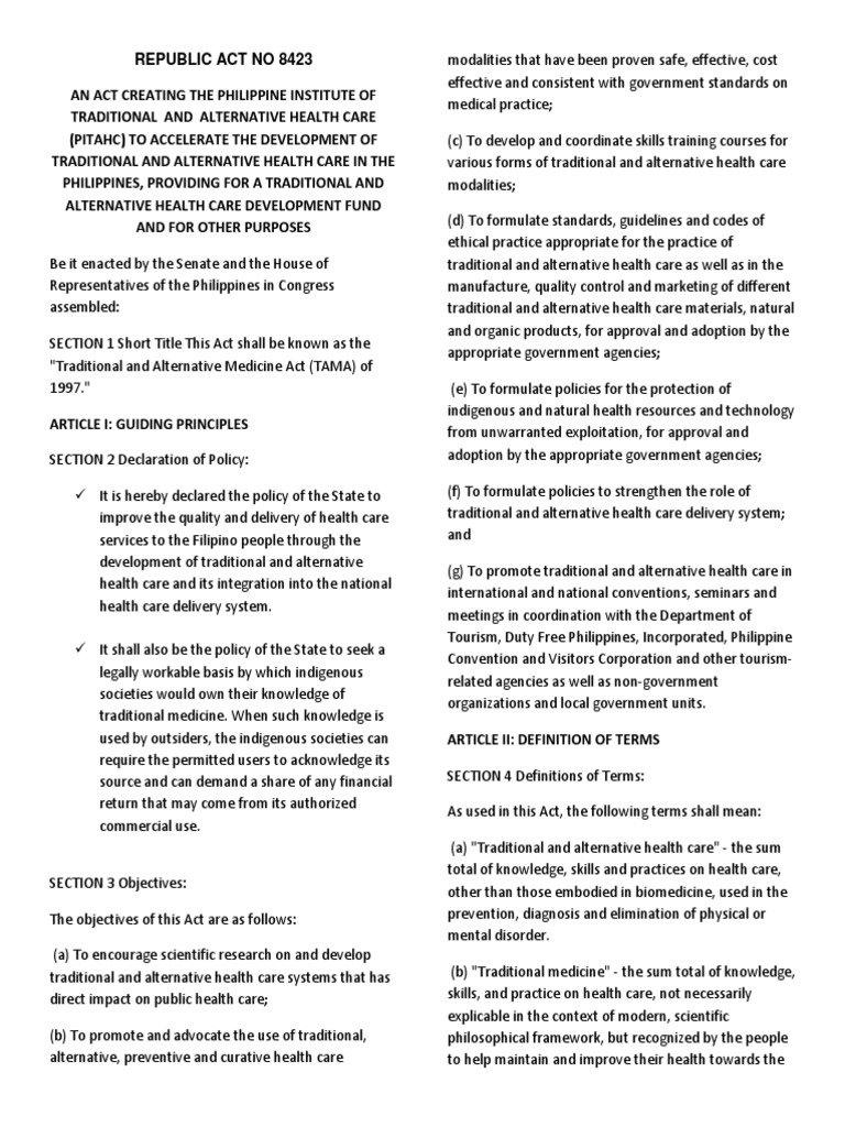Republic Act No 8423 | PDF | Alternative Medicine | Board Of Directors
