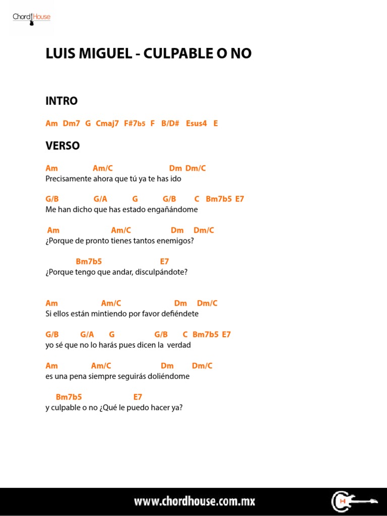 Luis Miguel - Culpable o No LETRA Y ACORDES | PDF