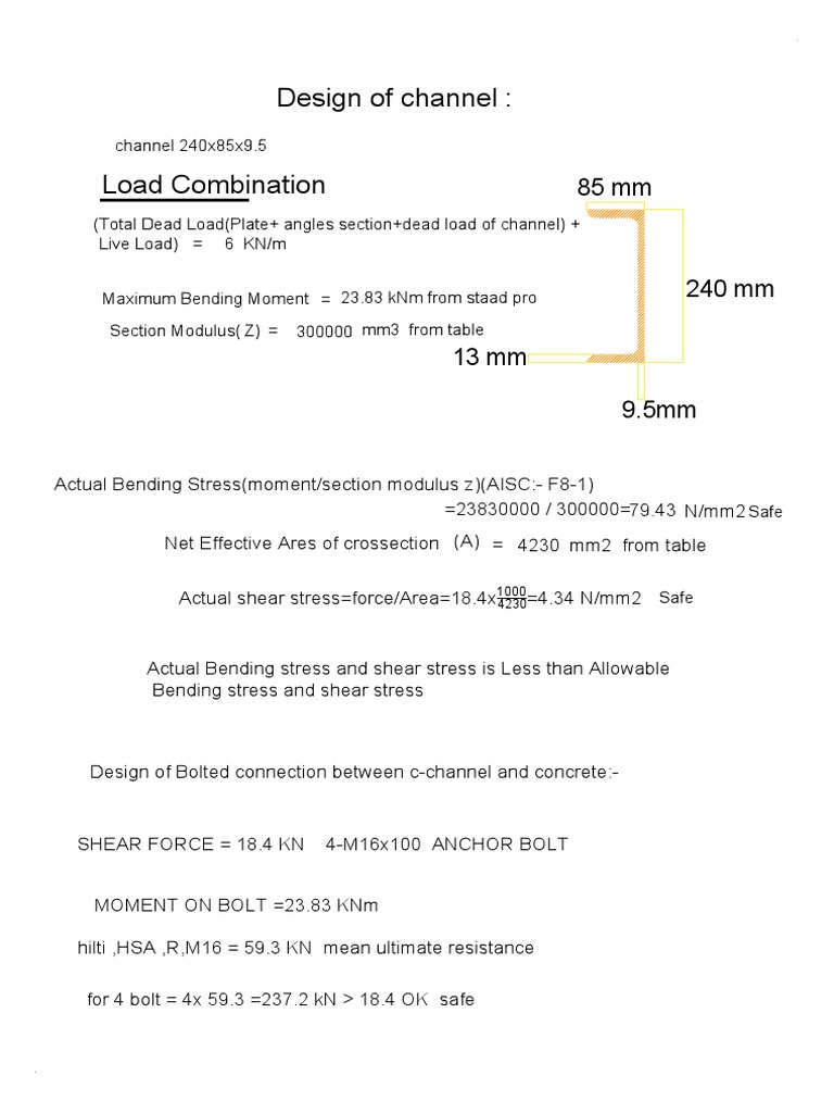 Design of Channel | PDF | Bending | Solid Mechanics